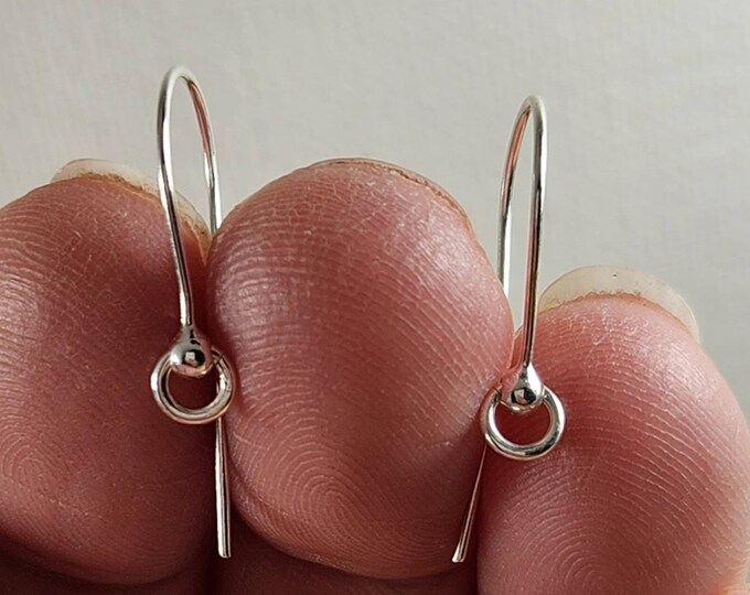 Sterling Silver Ear Wire With Bead & Front Facing Moving Loop, Sterling ...