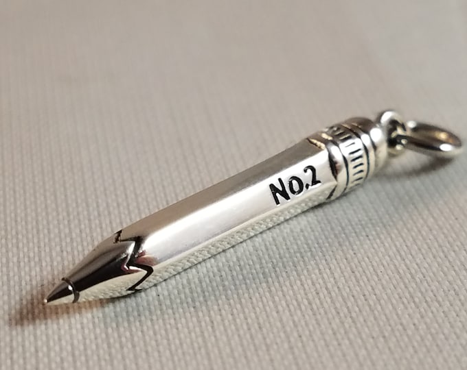 Sterling Silver No 2 Pencil Charm, Pencil Charm, School Charm, Sterling ...