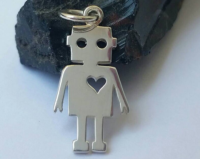 Sterling Silver Robot Charm, Silver Robot Space Charm, Artificial ...