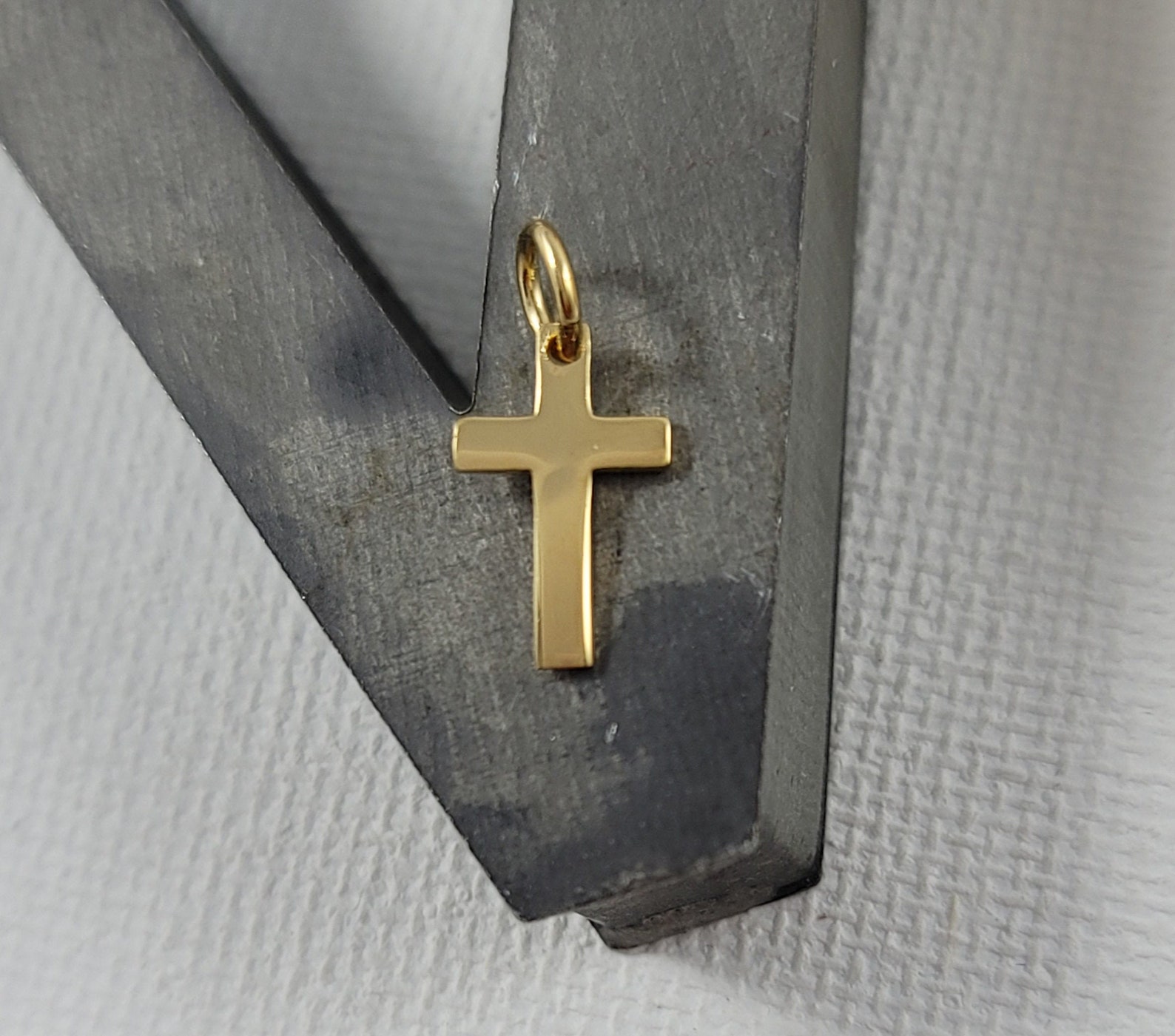 Small Shiny 14k Gold Plate Crossconfirmation Charmgold Cross - Etsy