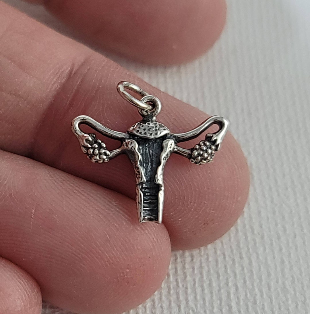 Small Sterling Silver Uterus Charm,silver Reproductive Charm,fallopian ...