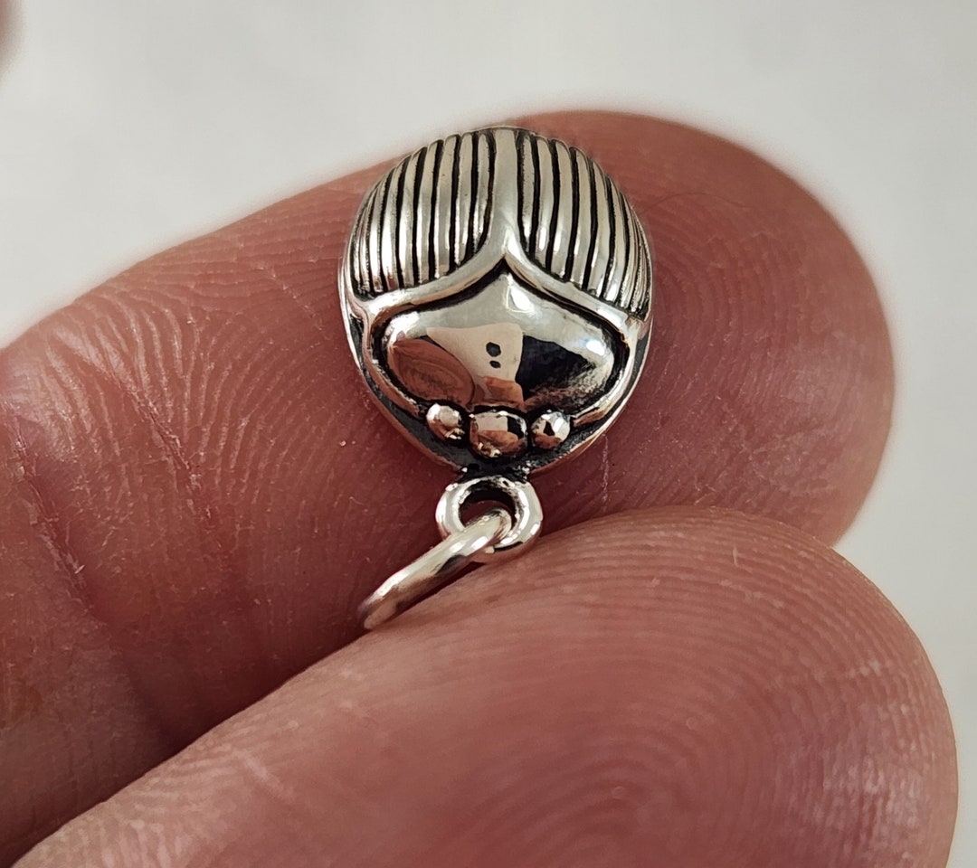 Small Sterling Silver Egyptian Scarab Charm, Art Deco Scarab Charm ...