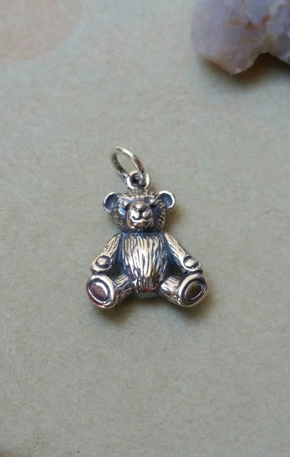 Sterling Silver Teddy Bear Charm Realistic Teddy Bear - Etsy
