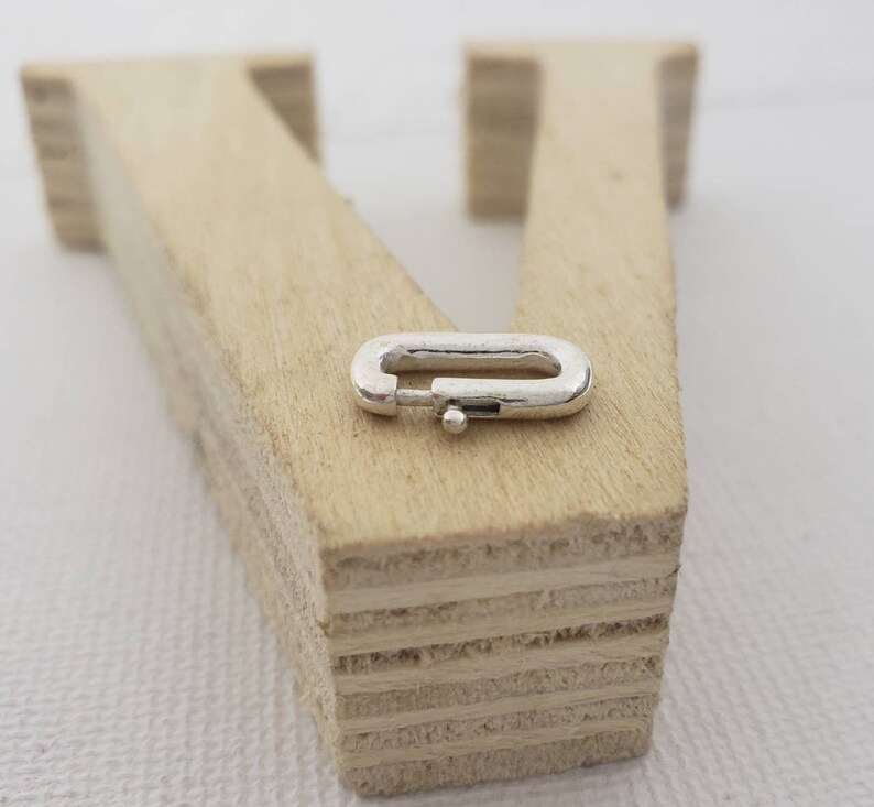 Small Sterling Silver Rectangular Push Clasp Charm | Etsy