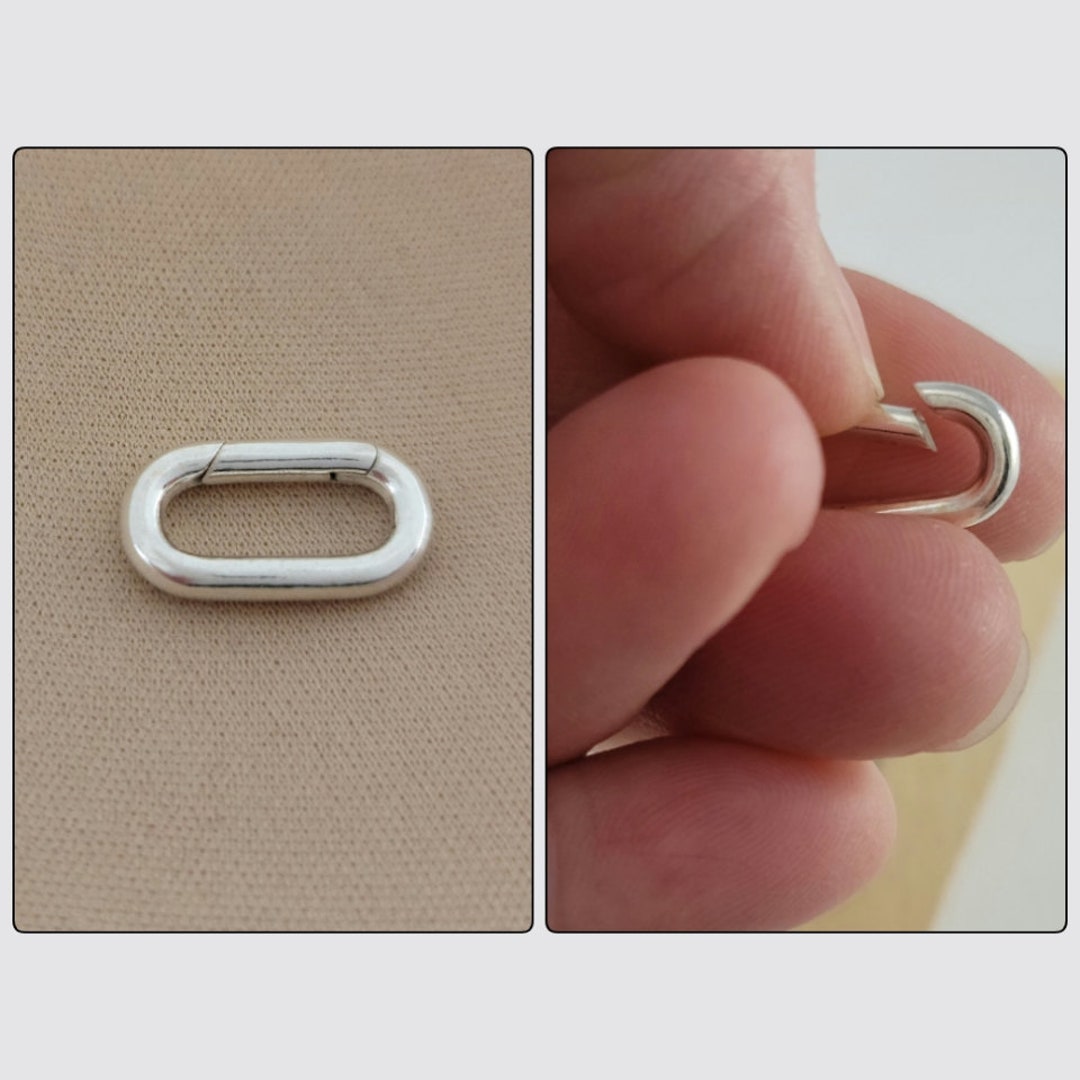 Small Sterling Silver Hinged Oval Clasp,silver Mini Push Clasp,oval ...