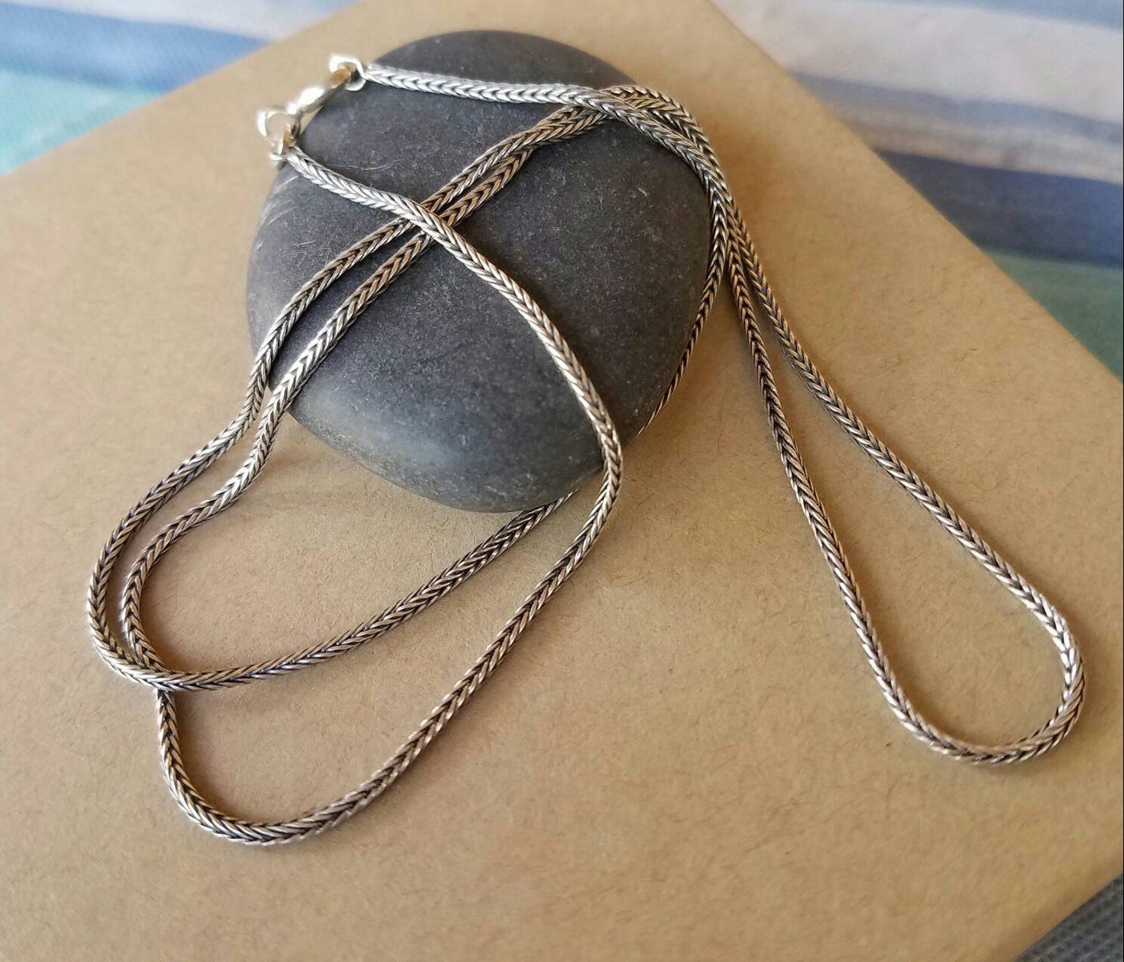 18 1.25mm Oxidized Sterling Silver Round Foxtail - Etsy