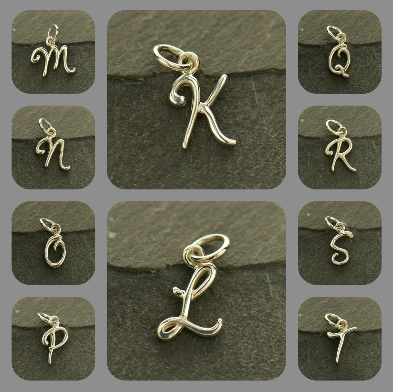 Small Sterling Silver Initials Charmspersonalized - Etsy
