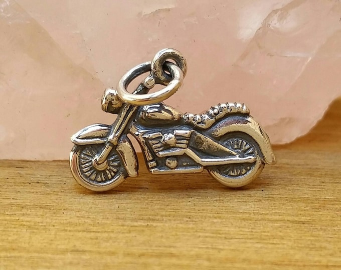 Sterling Silver Motorcycle Charm Chopper Charm Motorcycle - Etsy