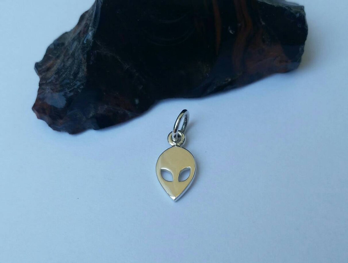 Sterling Silver Alien Head Charm Space Alien Charm - Etsy