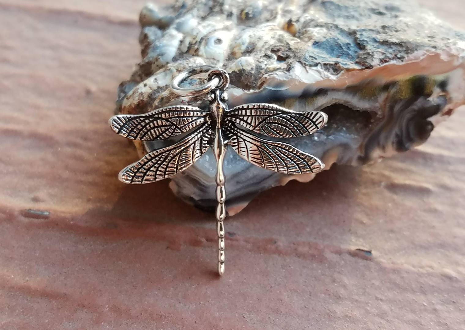 Sterling Silver Dragonfly Charm, Dragonfly Pendant, Dragonfly Jewelry ...