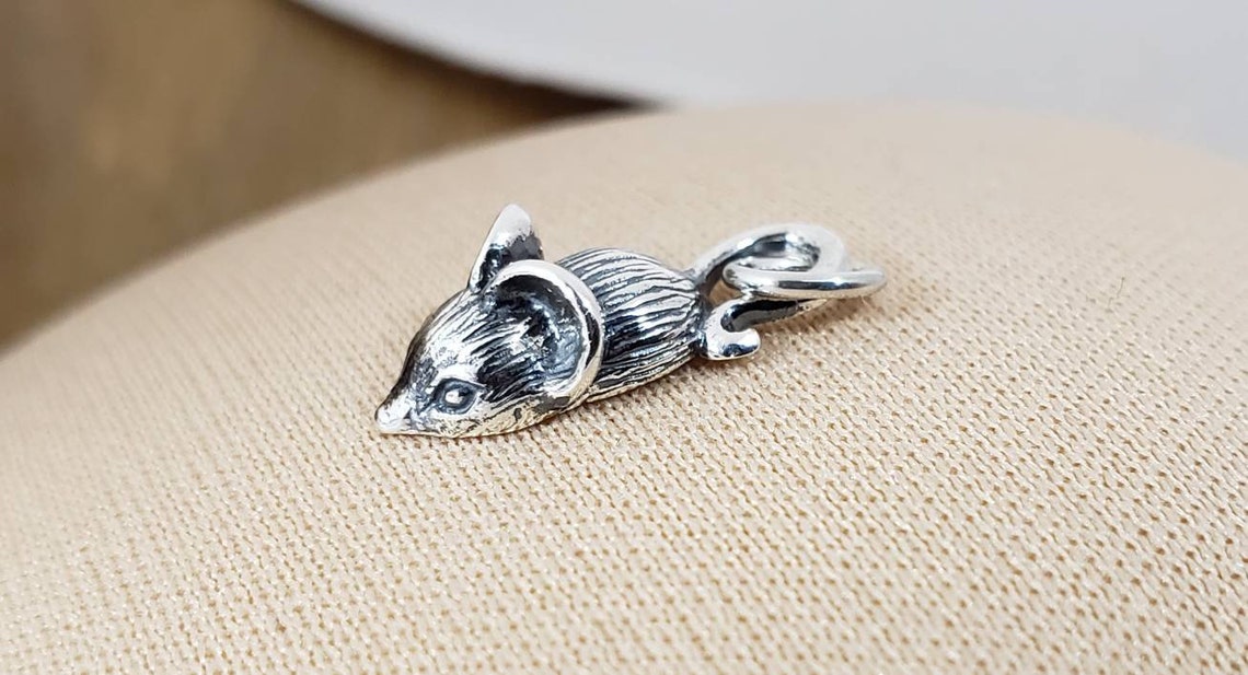 Small Sterling Silver Mouse Charm, Little Mouse Charm, Animal Charm ...