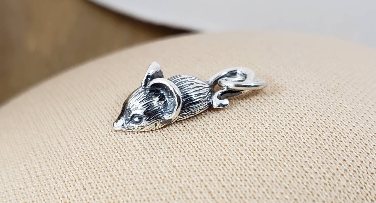 Small Sterling Silver Mouse Charm Little Mouse Charm Animal | Etsy