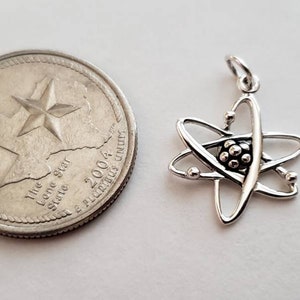 Sterling Silver Atom Charm, Atom Charm, Subatomic Particles, Chemical ...