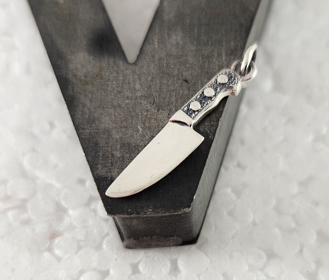Sterling Silver Kitchen Knife Charm, Chef Charm, Culinary Charm, Tiny ...