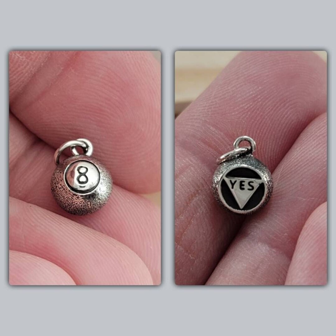 Sterling Silver 3D Magic Eight Ball Charm, Clairvoyant Charm, Magic 8 ...