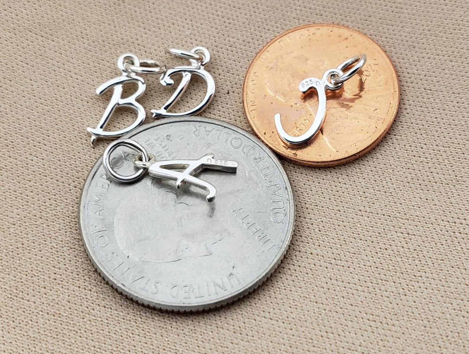 Small Sterling Silver Initials Charmspersonalized - Etsy