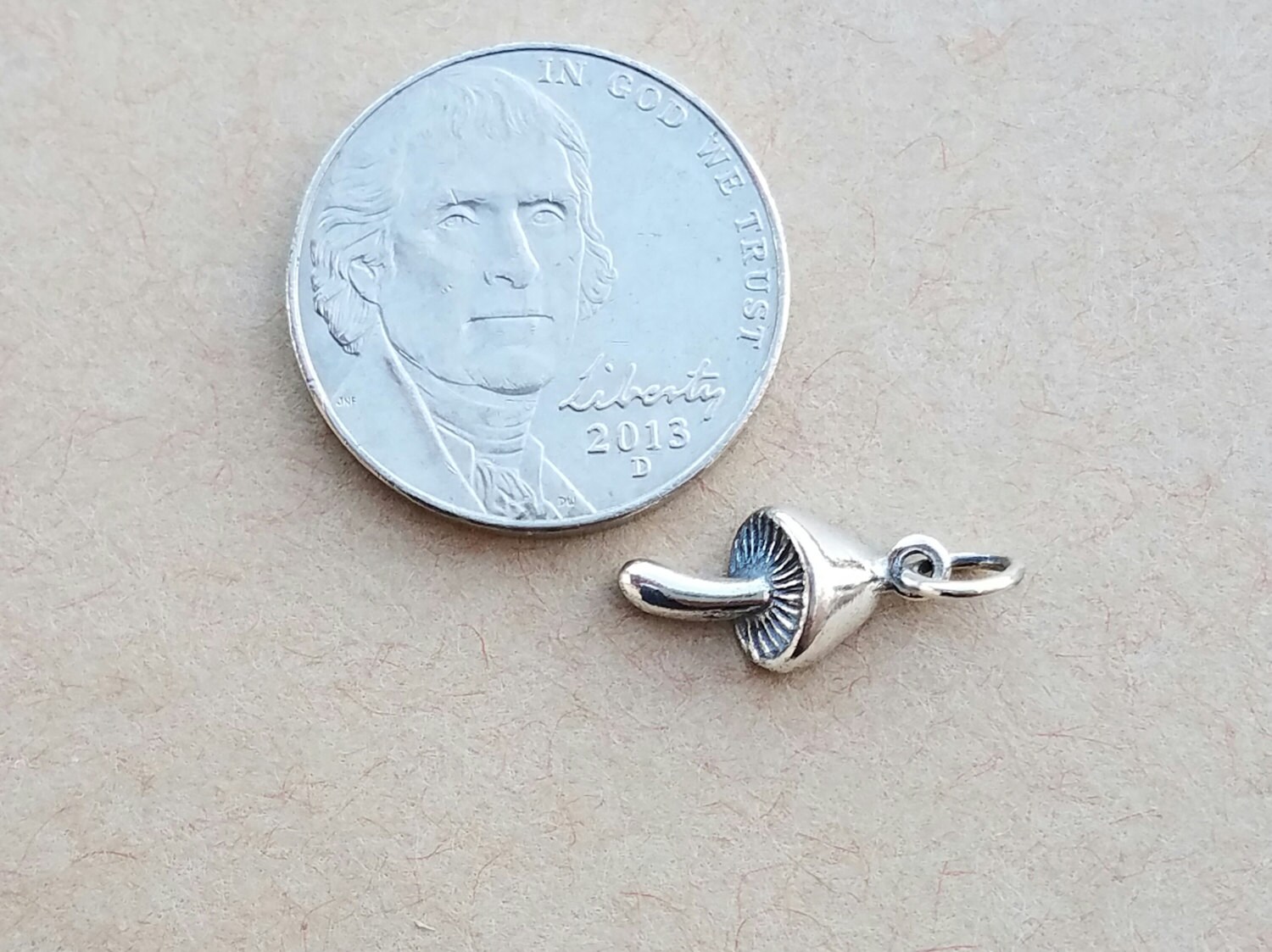 Tiny, Sterling Silver Mushroom Charm, Shroom Charm, Sterling Silver ...