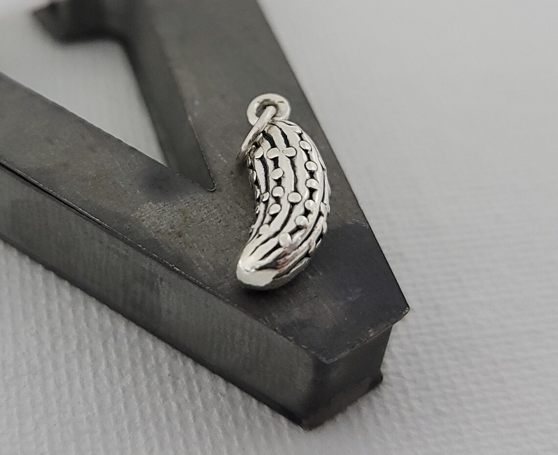 Sterling Silver Dill Pickle Charm Silver 3D Pickle Charm - Etsy