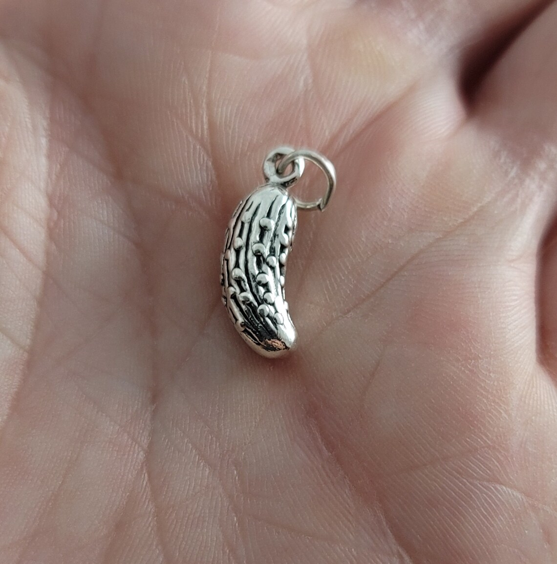 Sterling Silver Dill Pickle Charm Silver 3D Pickle Charm - Etsy
