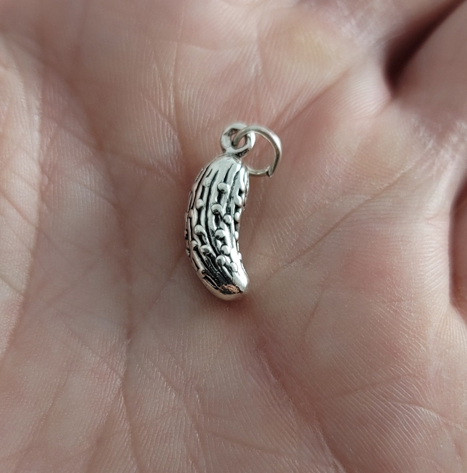 Sterling Silver Dill Pickle Charm Silver 3D Pickle Charm - Etsy