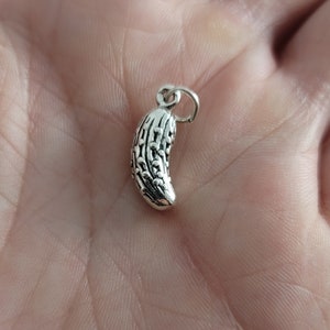 Sterling Silver Dill Pickle Charm, Silver 3D Pickle Charm, Vegetable ...