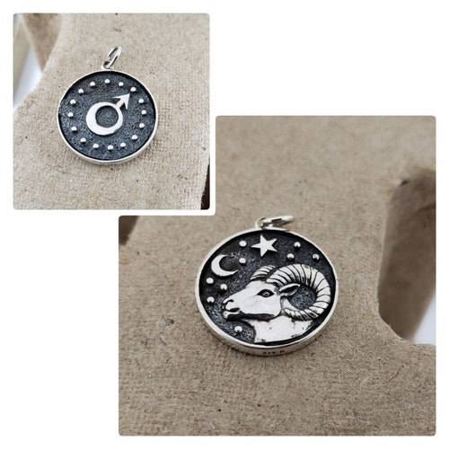 Aries Pendant .925 Sterling Silver Zodiac Charm. Astrology - Etsy