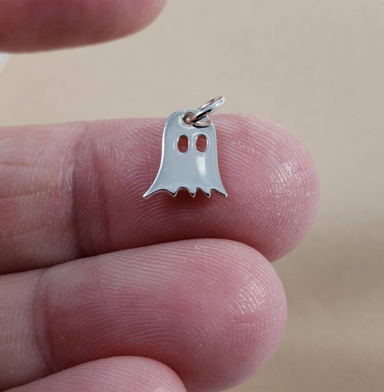 Sterling Silver Ghost Charm, Ghost Charm,spooky Charm, Halloween Charm ...