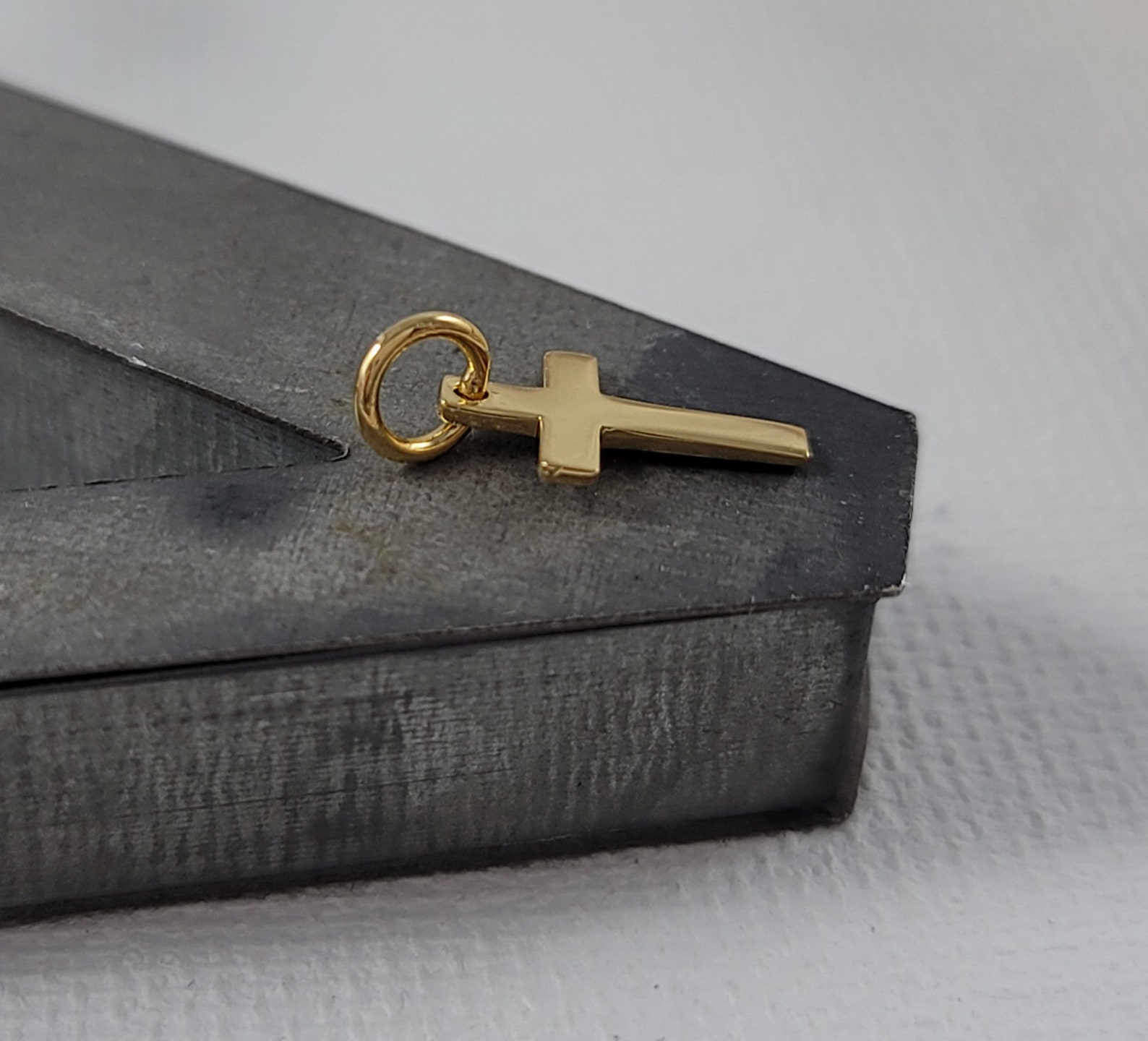 Small Shiny 14k Gold Plate Crossconfirmation Charmgold Cross - Etsy