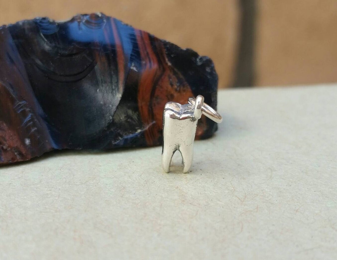 Tiny Sterling Silver Realistic Molar Tooth Charm, Silver Tooth Charm ...