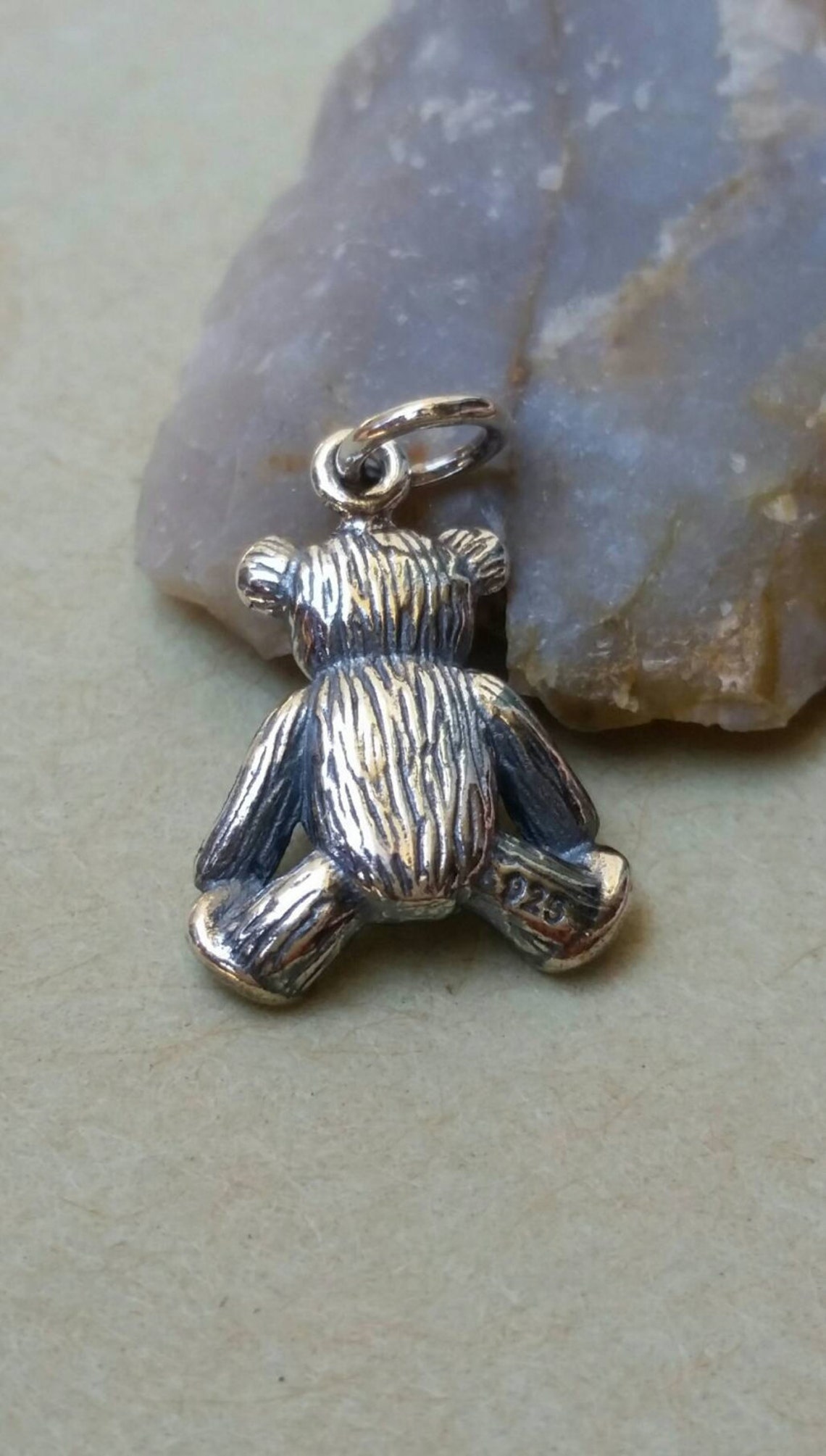 Sterling Silver Teddy Bear Charm, Realistic Teddy Bear, Child's Charm ...