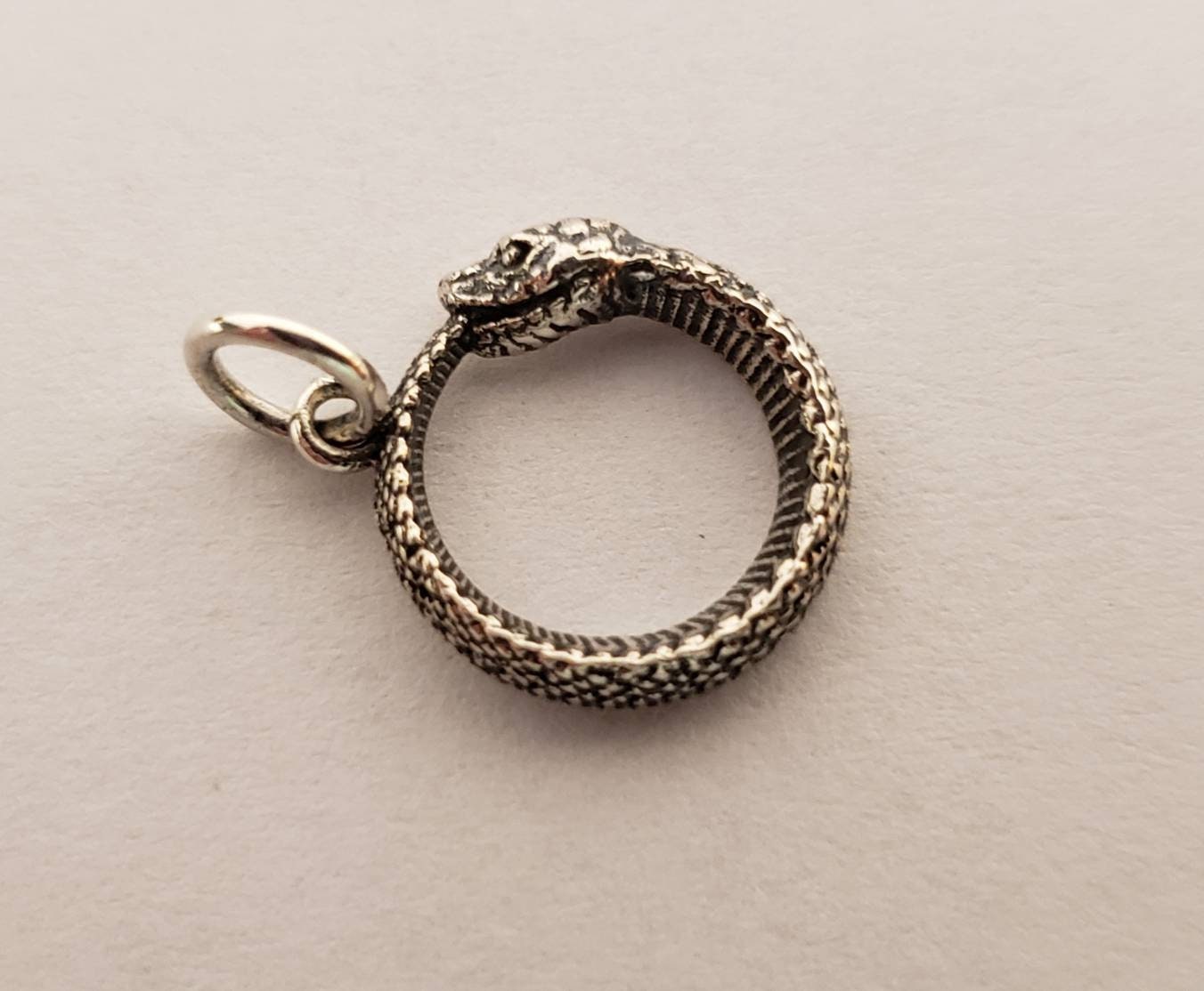 Small Sterling Silver Ouroboros CharmOuroboros PendantSnake | Etsy