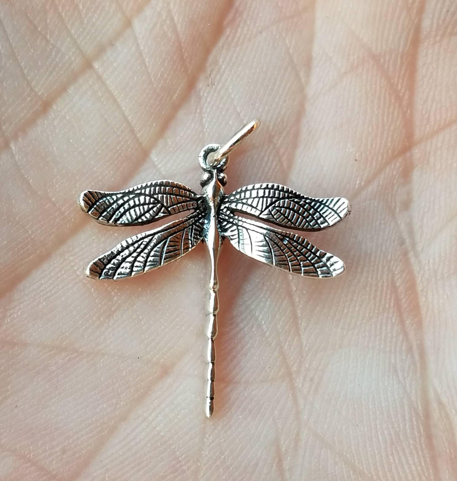 Sterling Silver Dragonfly Charm, Dragonfly Pendant, Dragonfly Jewelry ...