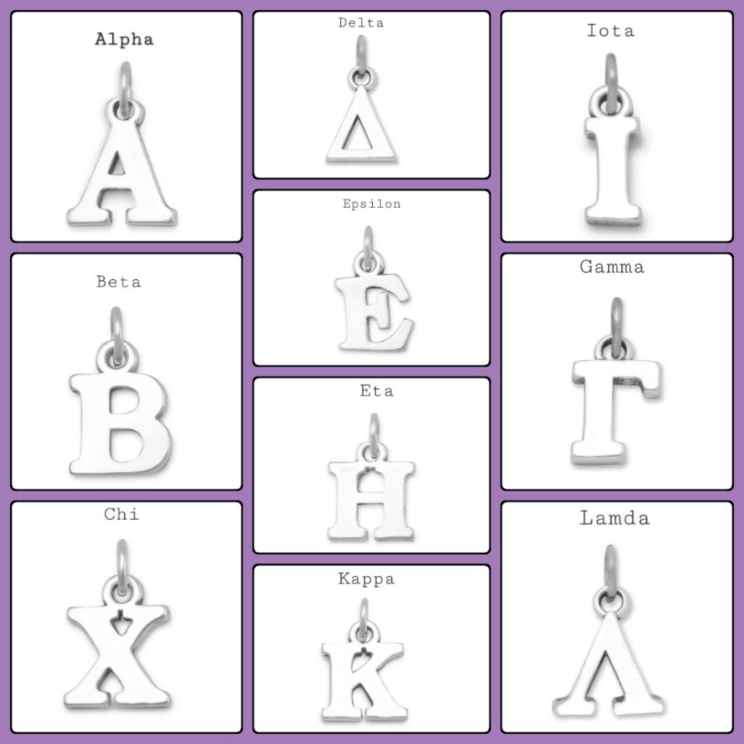 Sterling Silver Greek Alphabet Charms, Greek Letter Charms,euclidean ...