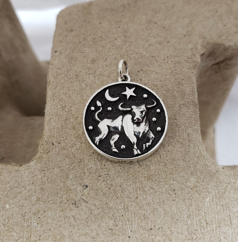 Sterling Silver Taurus Coin Pendant the Bull Astrology - Etsy
