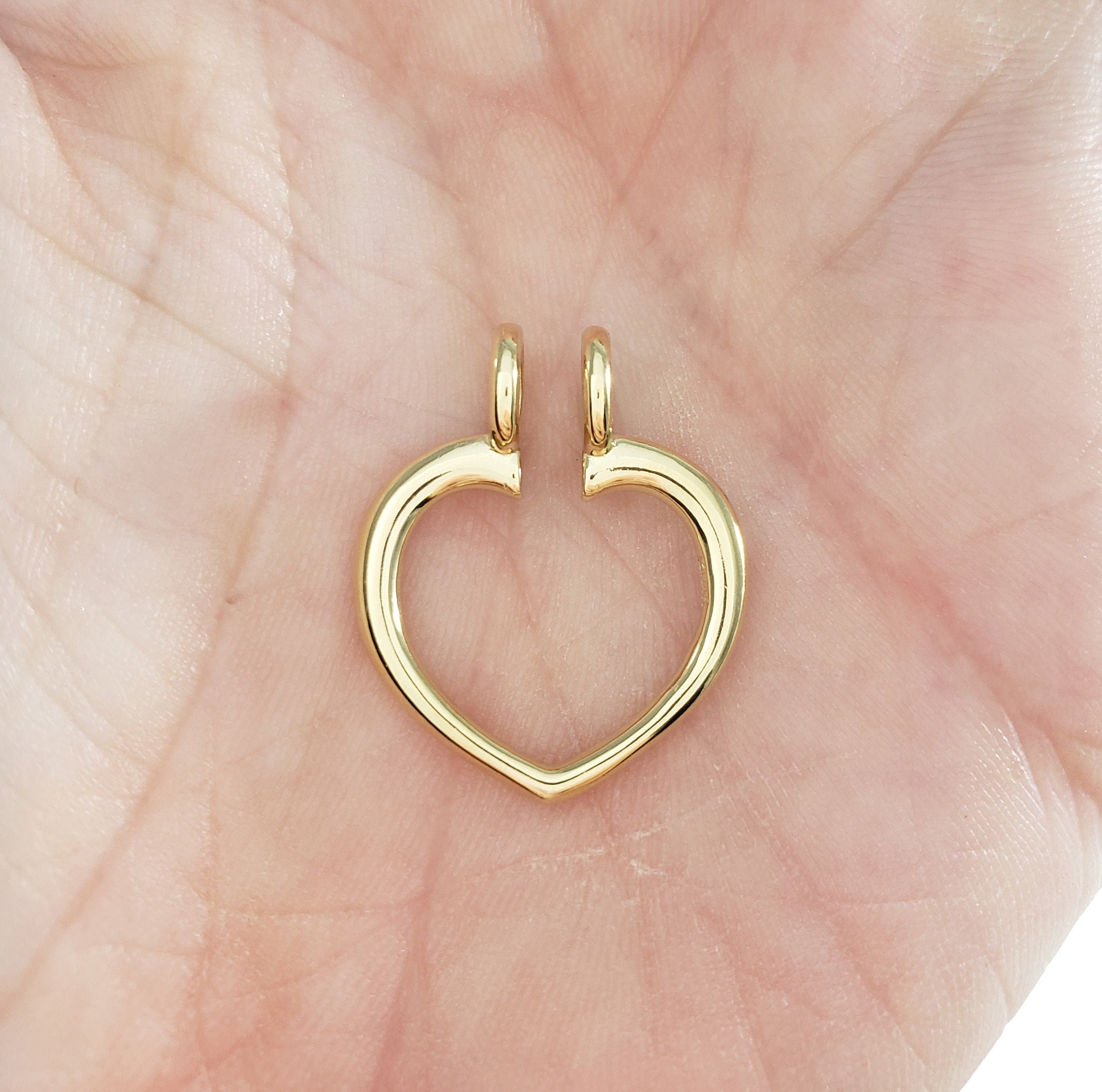 Ring Keeper 14K Gold Heart Ring Keeper Pendant Solid Gold | Etsy