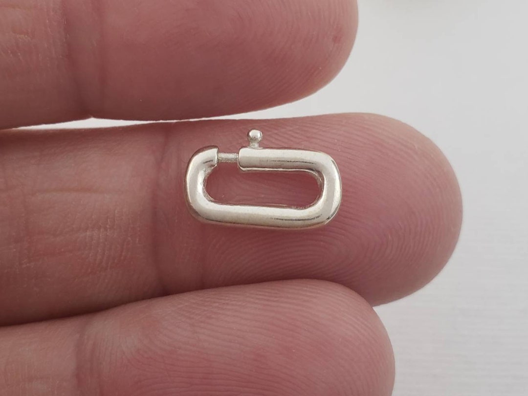 Small Sterling Silver Rectangular Push Clasp Charm Holder,bracelet ...