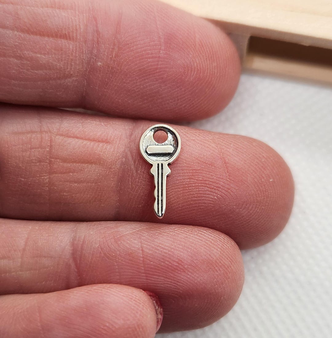 Mini Sterling Silver Key Charm,tiny Silver Key, Miniature House Key ...
