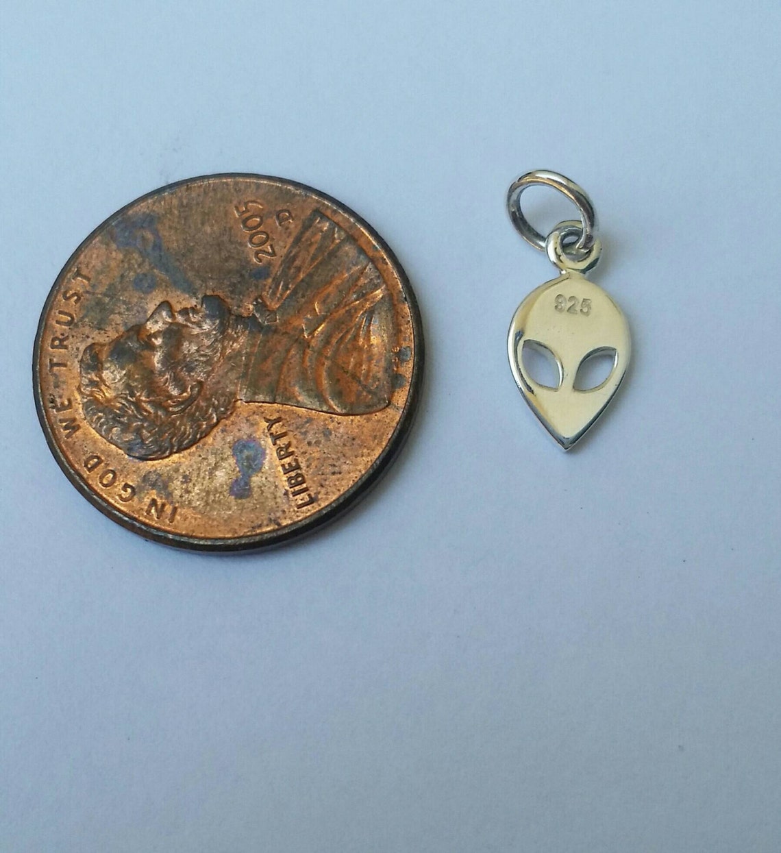 Sterling Silver Alien Head Charm Space Alien Charm | Etsy