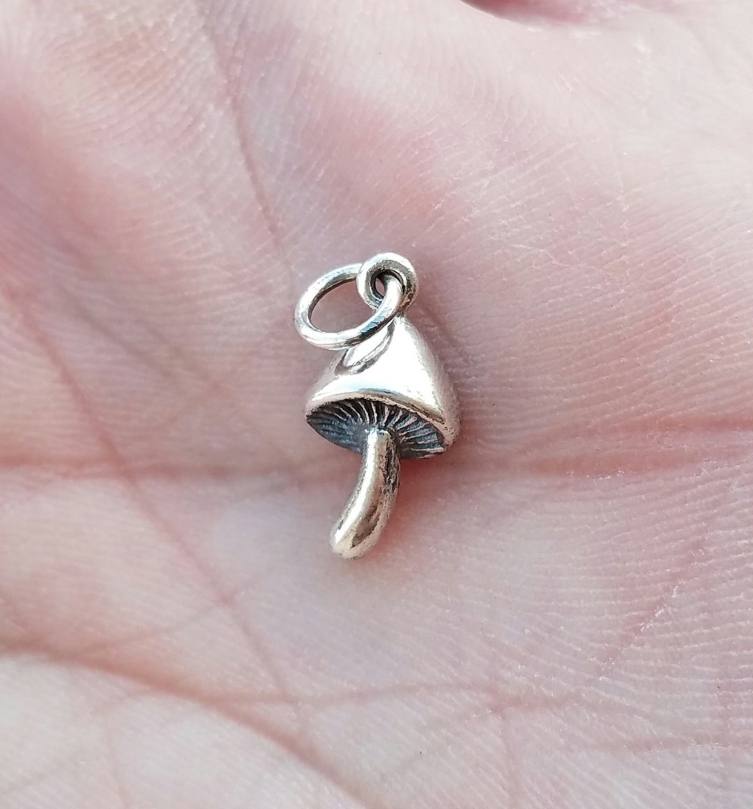 Tiny, Sterling Silver Mushroom Charm, Shroom Charm, Sterling Silver ...