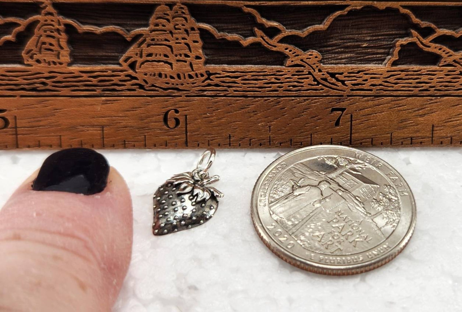 Small Sterling Silver Strawberry Charm, Fruit Charm, Berry Farm, Mini ...