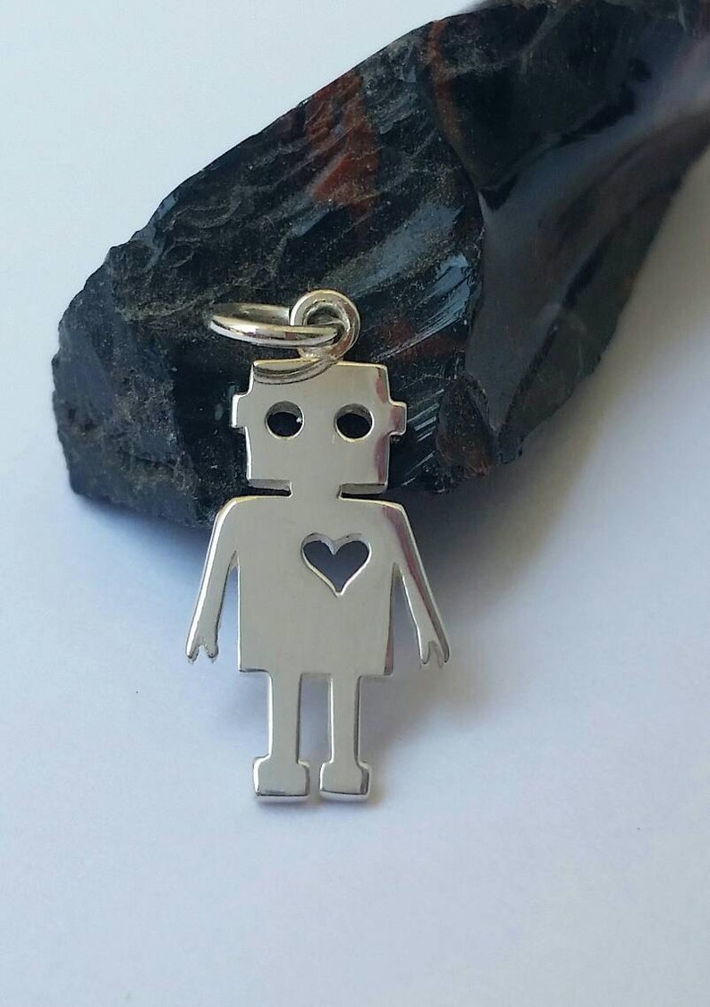 Sterling Silver Robot Charm Silver Robot Space Charm | Etsy