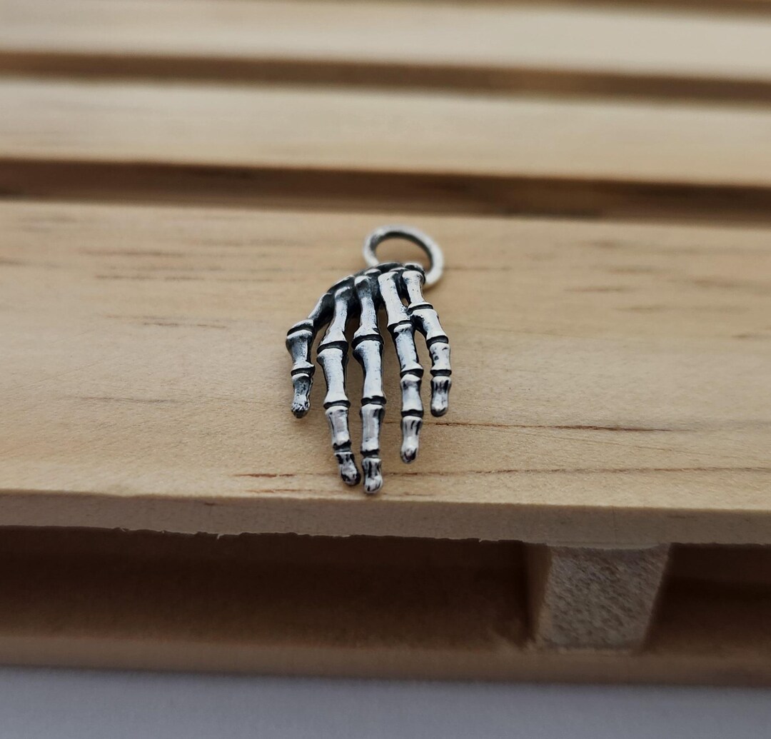 Sterling Silver 3D Bony Skeleton Hand Charm, Human Skeleton Charm ...