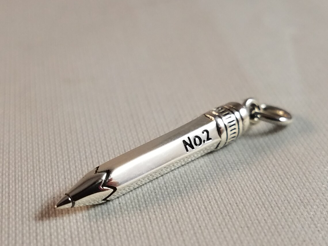 Sterling Silver No 2 Pencil Charm, Pencil Charm, School Charm, Sterling ...