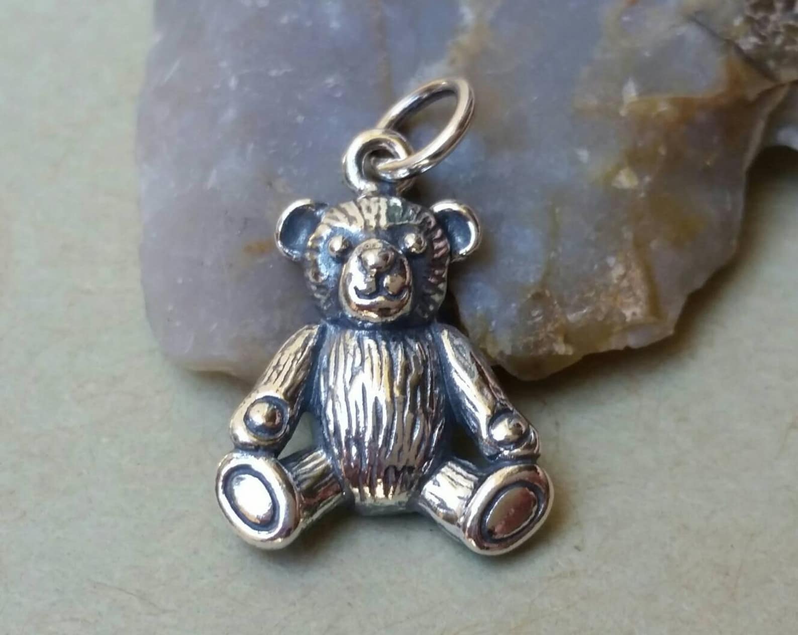 Sterling Silver Teddy Bear Charm Realistic Teddy Bear | Etsy
