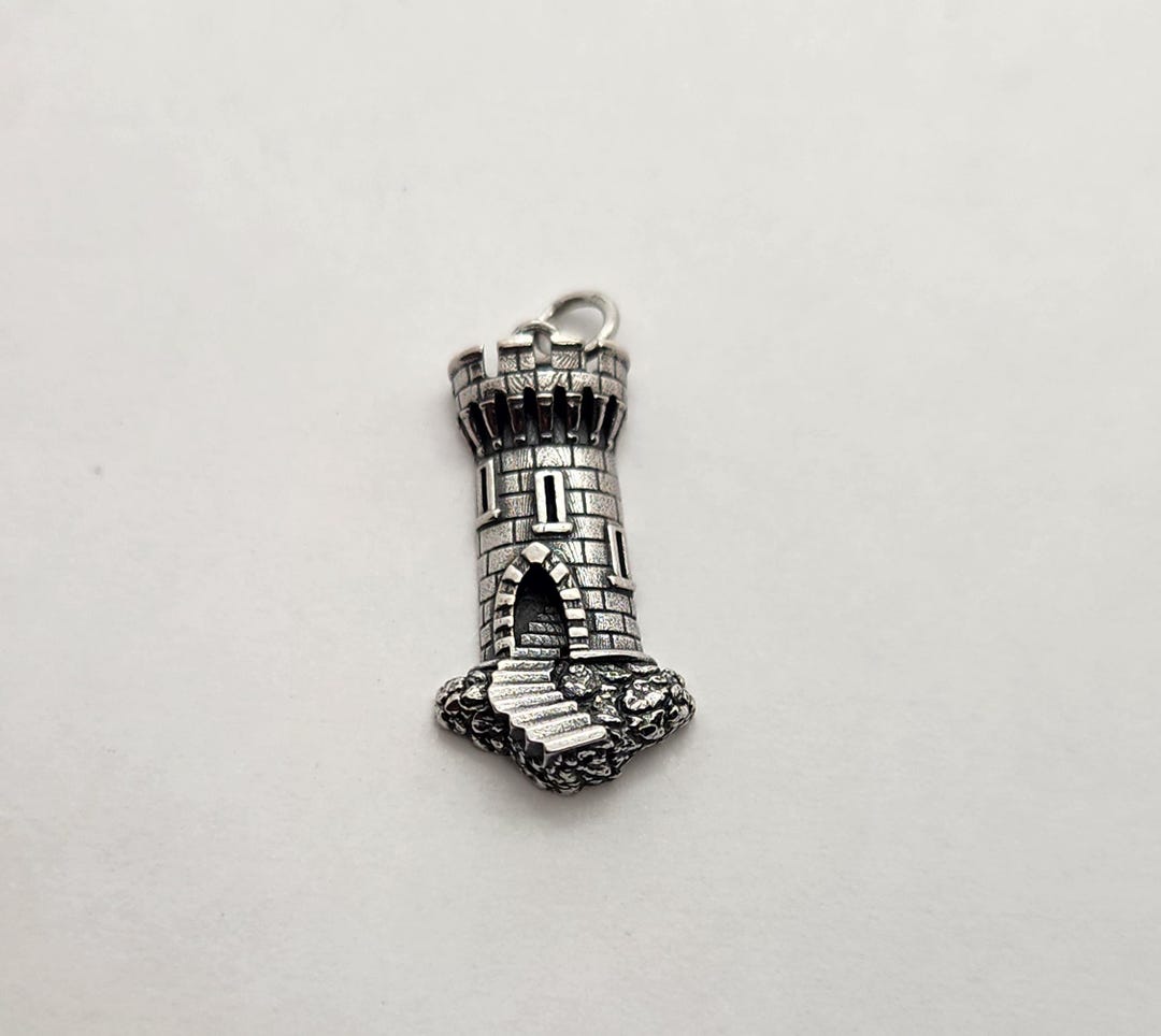Sterling Silver Castle Tower Charm, Silver Fantasy Charm, Princess ...