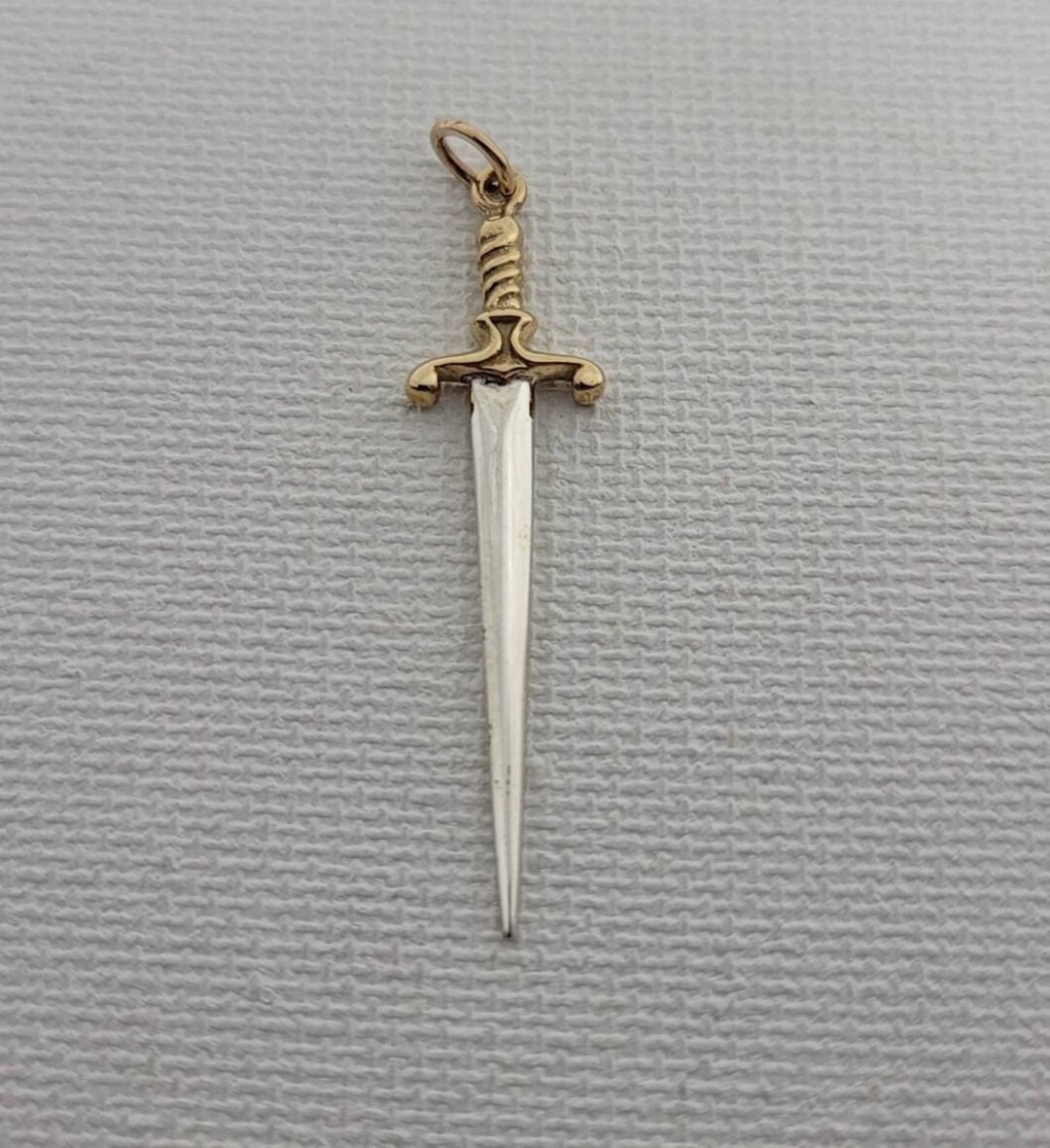 Lg Sterling Silver Sword Pendant Charm With Bronze Handle, Medieval ...