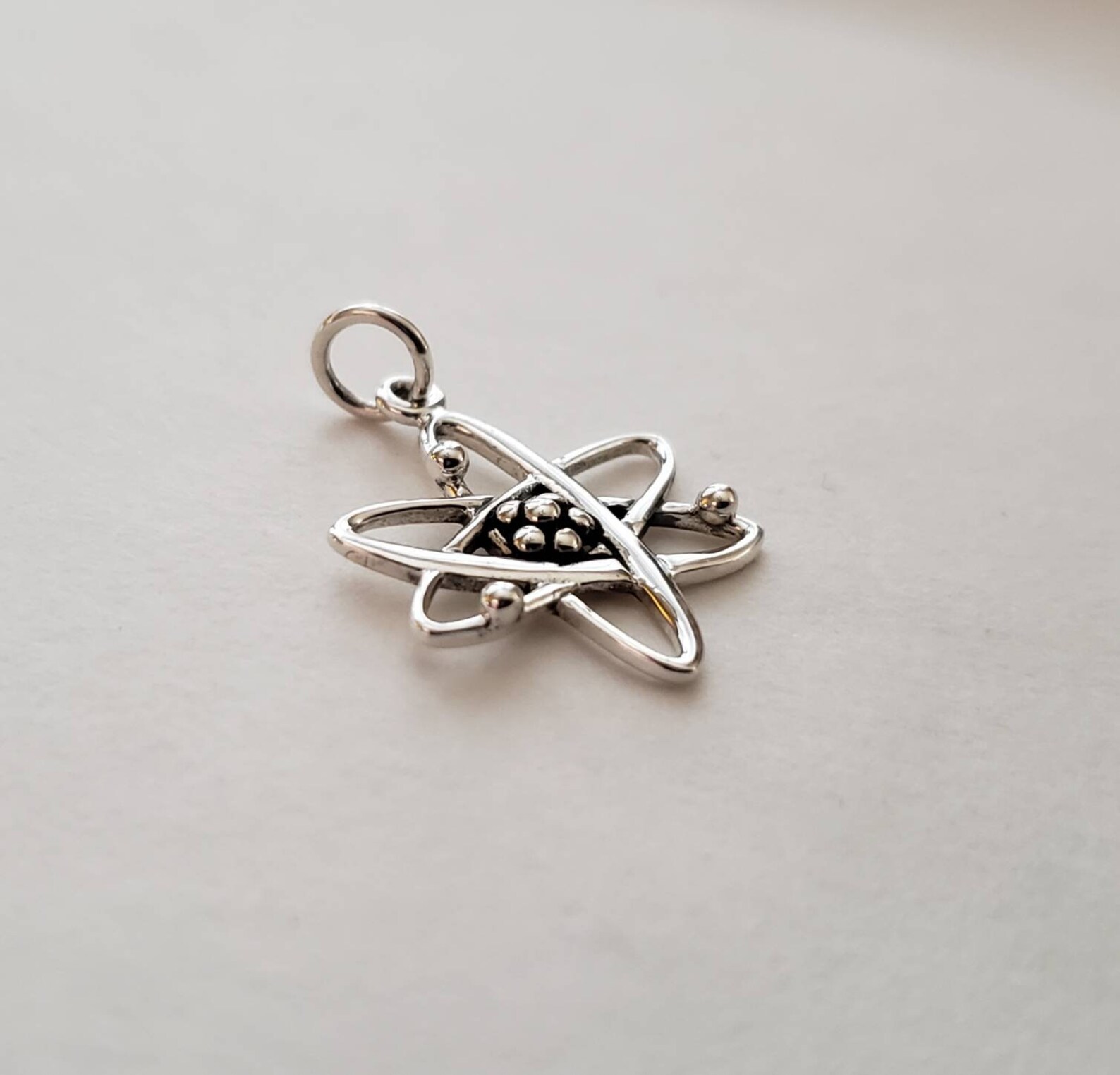 Sterling Silver Atom Charm Atom Charm Subatomic particles | Etsy