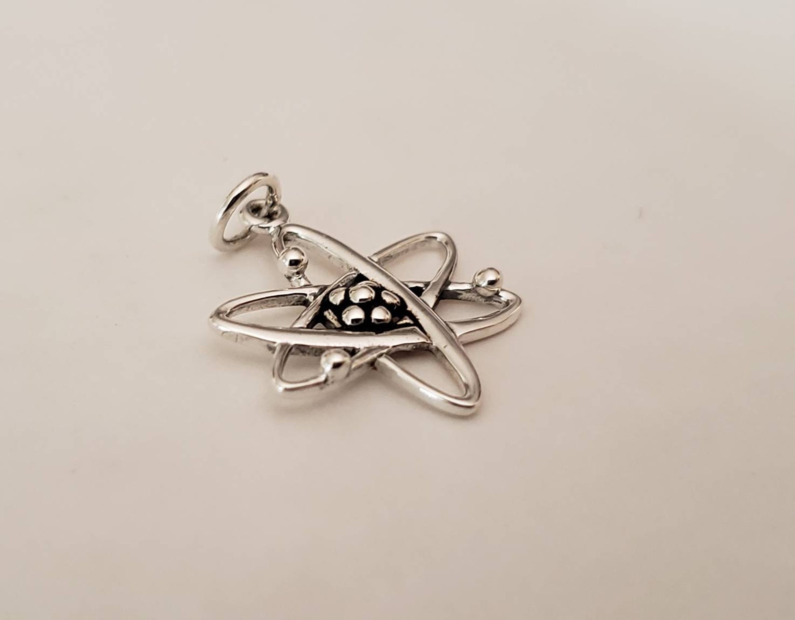 Sterling Silver Atom Charm Atom Charm Subatomic particles | Etsy