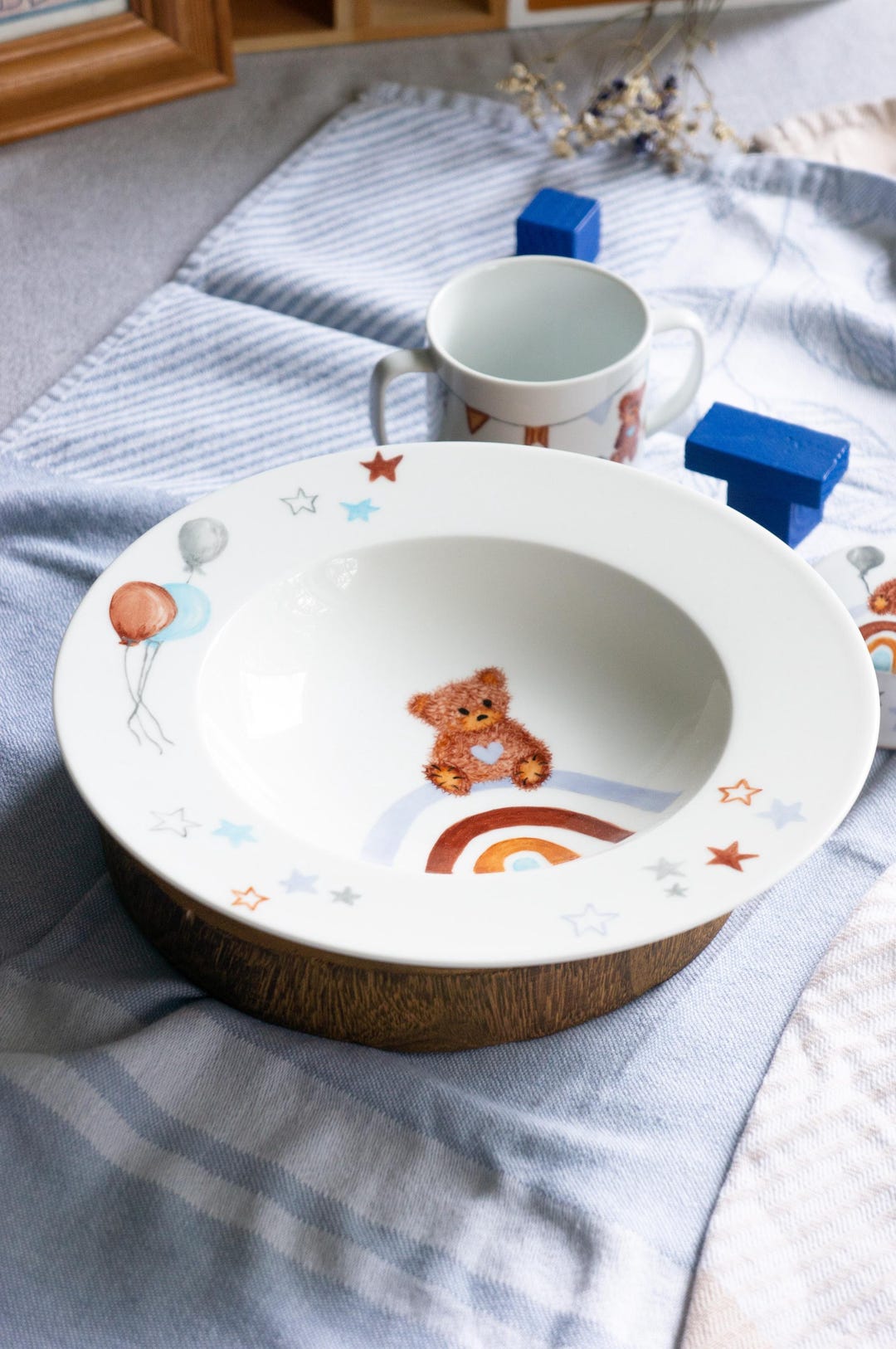 Personalized Porcelain Dinner Set and Tooth Box, Vintage Teddy Bear and ...