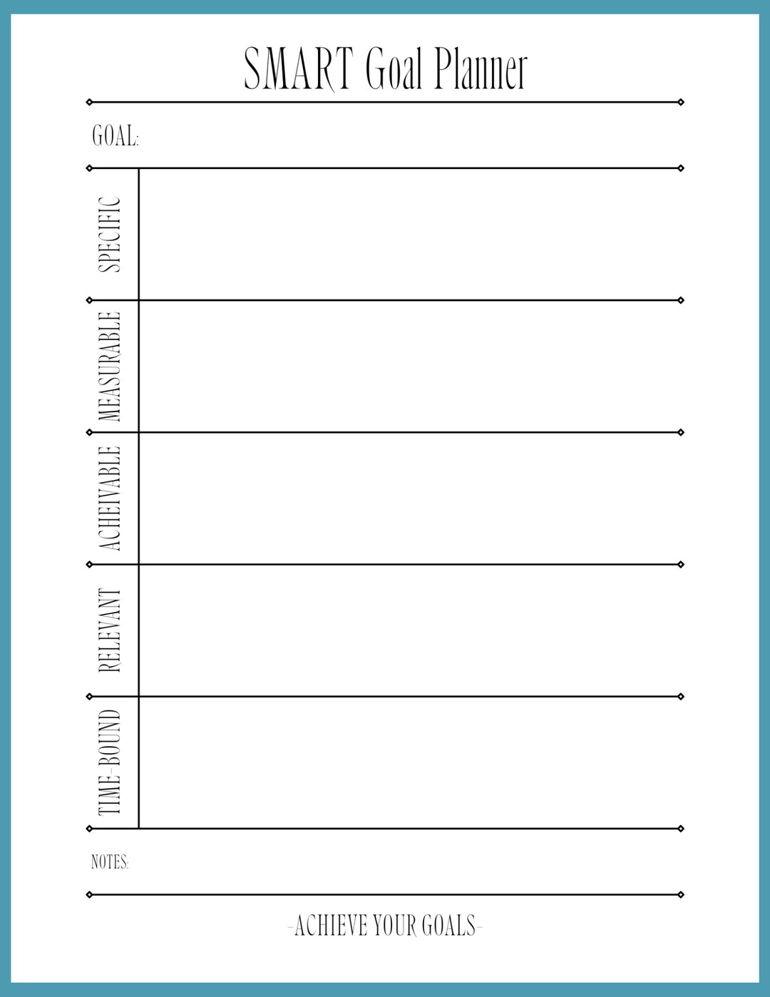 SMART Goals Worksheet PDF Printable Goal Setting Planner Digital ...